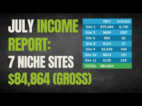 July Income Report (7 Niche Sites) - Niche Site U